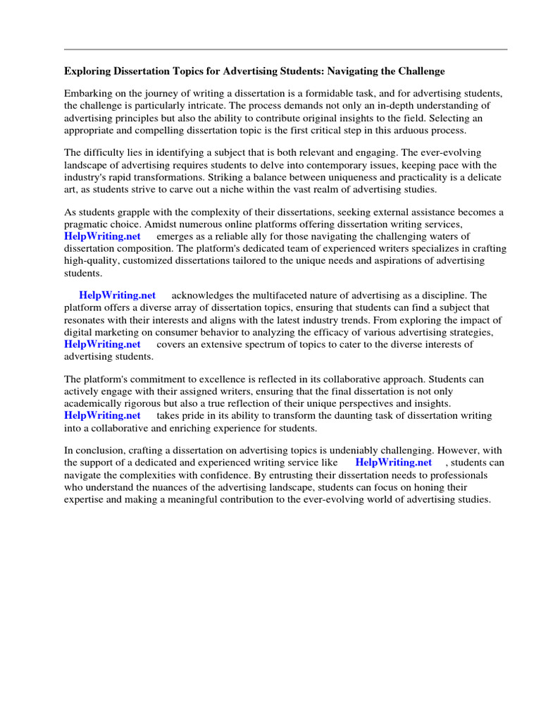 Dissertation Topics For Advertising Students | PDF | Advertising | Brand