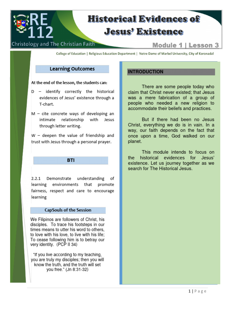 M1 - L3 Historical Evidences | PDF | Jesus | Gospels
