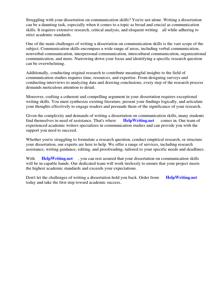 Dissertation On Communication Skills | PDF | Communication | Nonverbal Communication