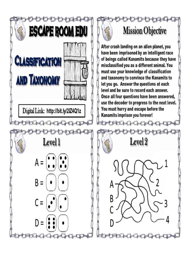 Classification Escape Room Activity | PDF