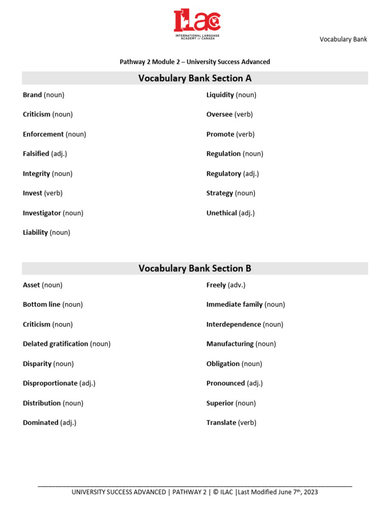 Vocabulary for University Success | PDF