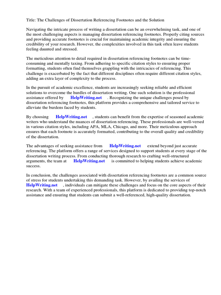 Dissertation Referencing Footnotes | PDF | Citation | Note (Typography)