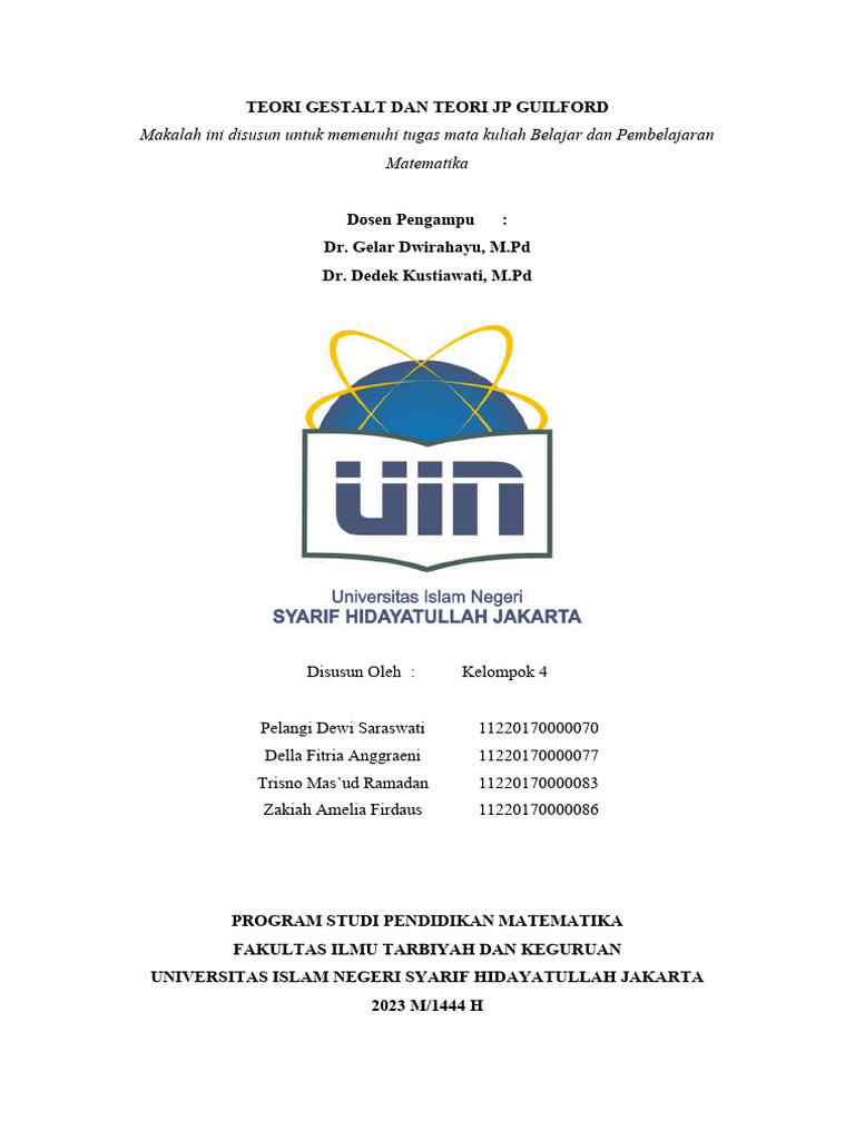 Teori Gestalt dan JP Guilford dalam Pembelajaran | PDF