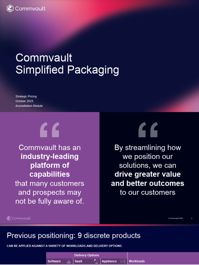 Commvault Simplified Packaging Q3FY24 | PDF | Cloud Computing | Backup