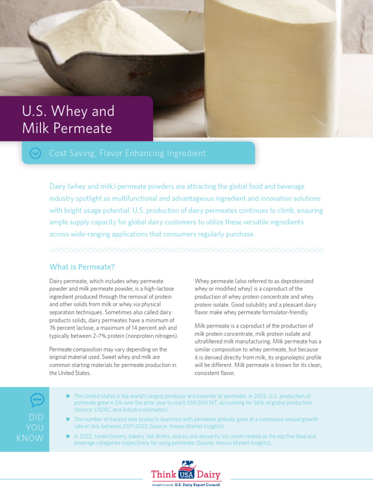 En - 2023 US Whey and Milk Permeate | PDF | Milk | Caramel