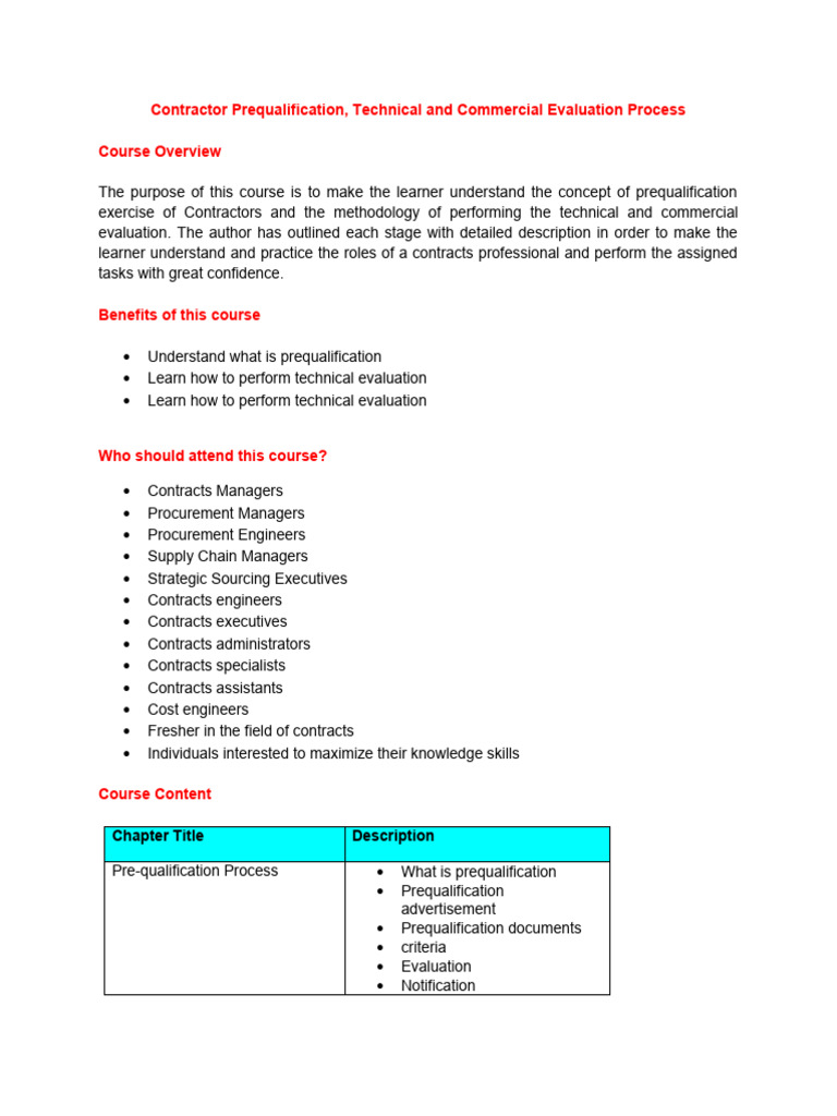 Contractor Prequalification & Evaluation Guide | PDF | Business