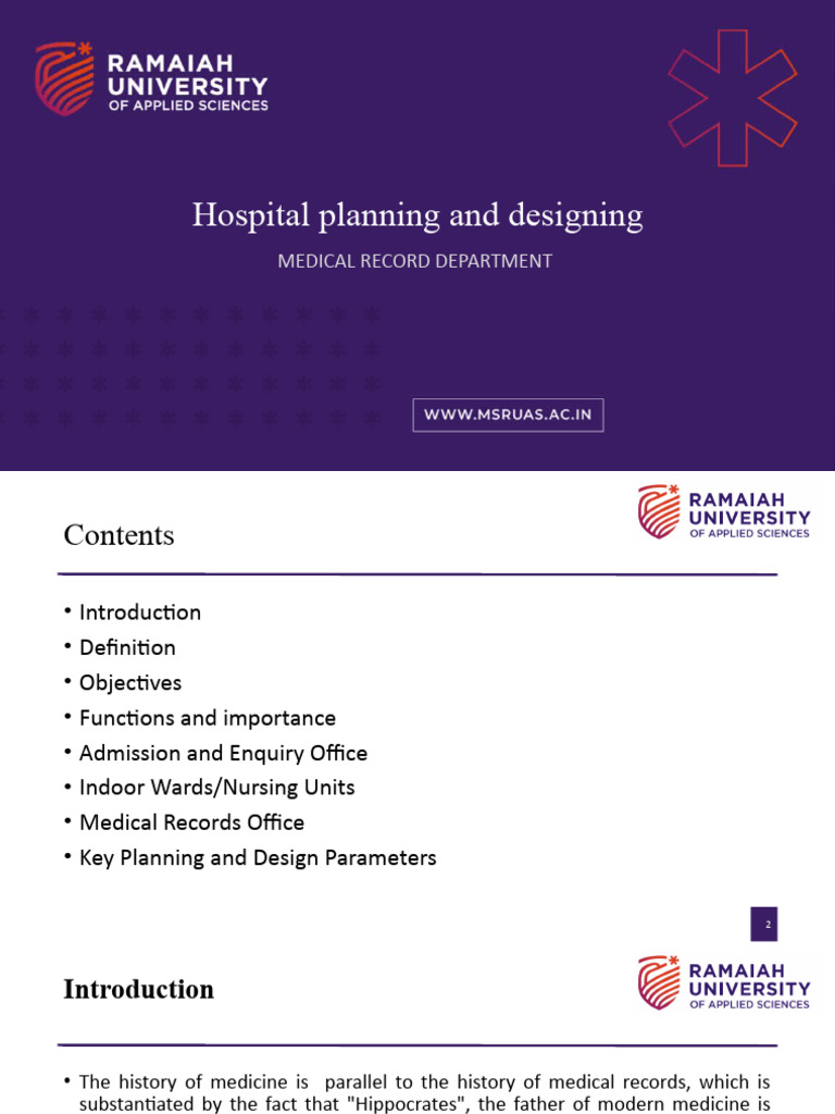 Hospital Planning and Designing: Medical Record Department | PDF | Medical Record | Patient