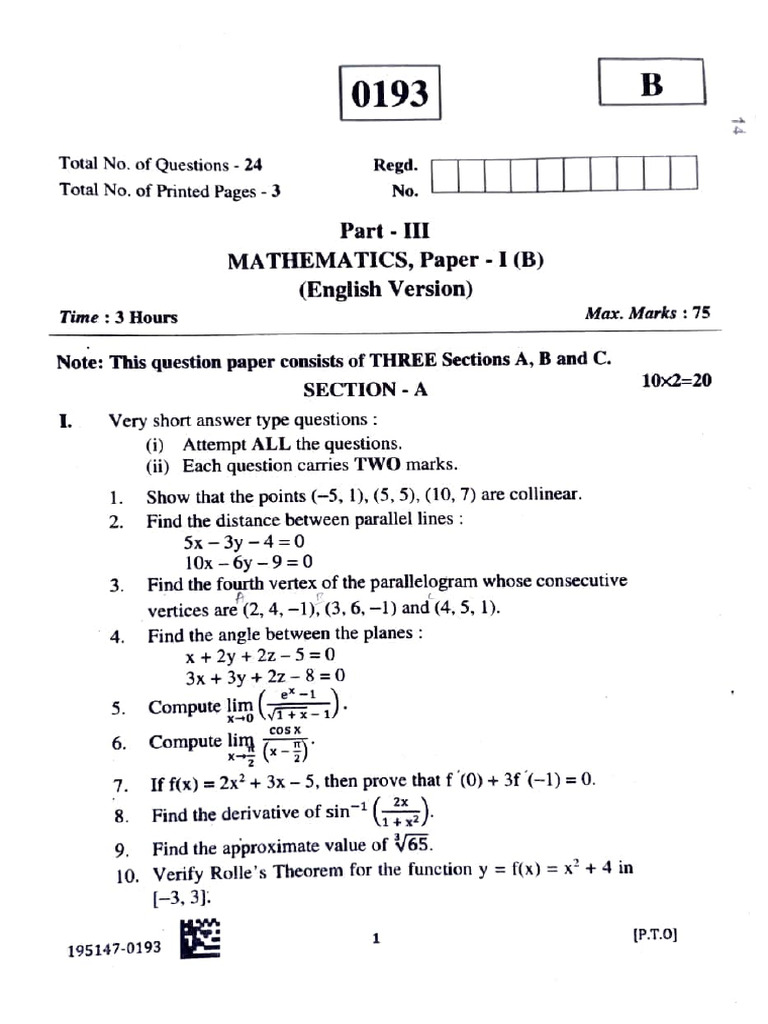 Ts 1sty Math 1b Mar06 Ipe'24 | PDF | Area | Angle