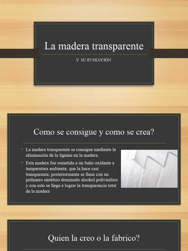 Madera Transparente: Innovación y Uso | PDF | Cocina, comidas y vino