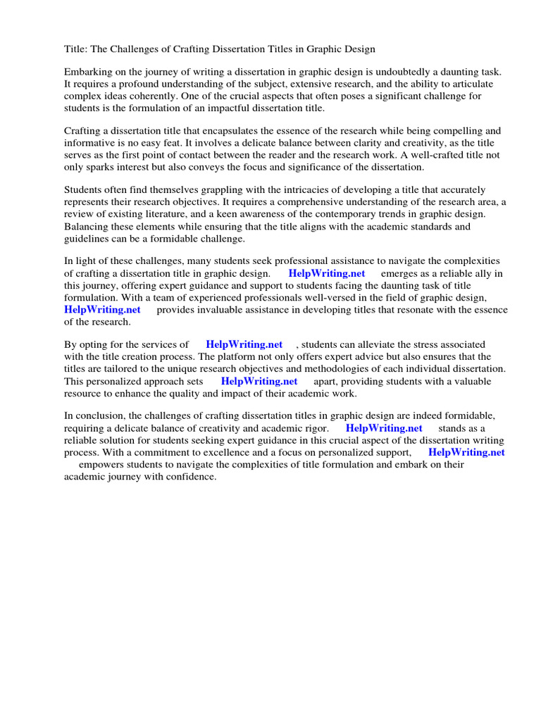Dissertation Titles Graphic Design | PDF | Thesis | Science