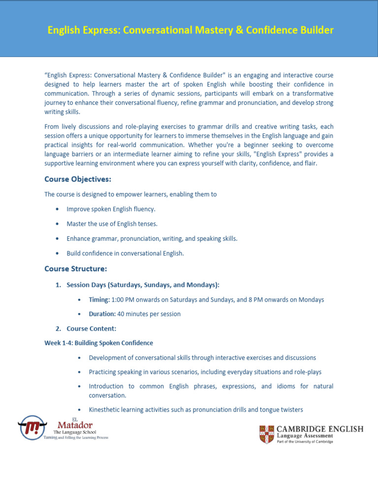 English Express - Course Details | PDF | Learning | English Language