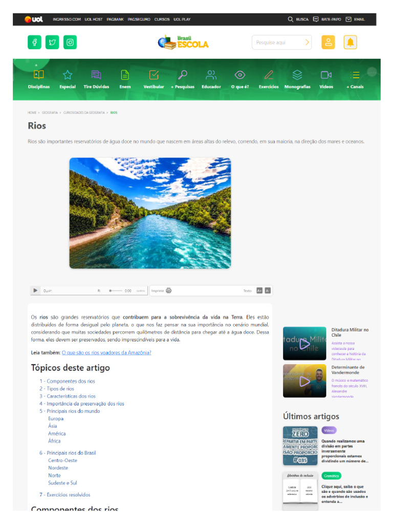 Screencapture Brasilescola Uol BR Geografia Rios HTM 2022 12 04 04 - 07 - 44 | PDF