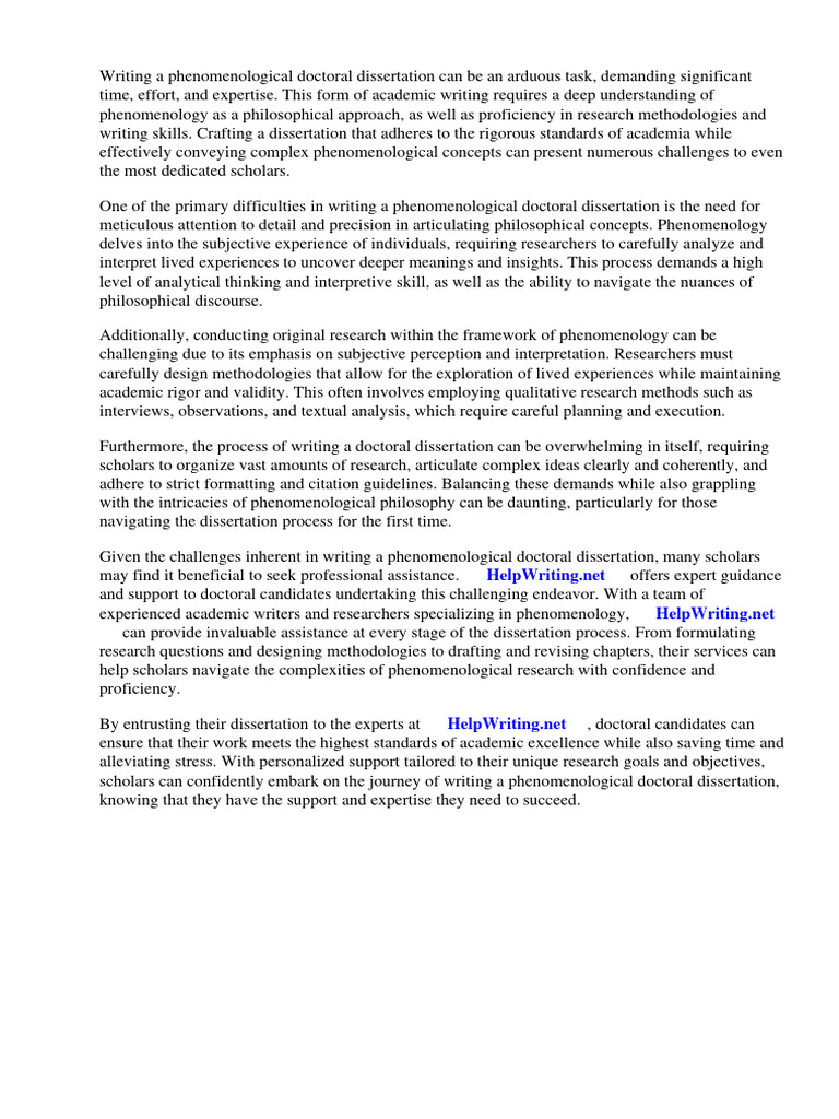 Writing The Phenomenological Doctoral Dissertation Step-By-step | PDF ...