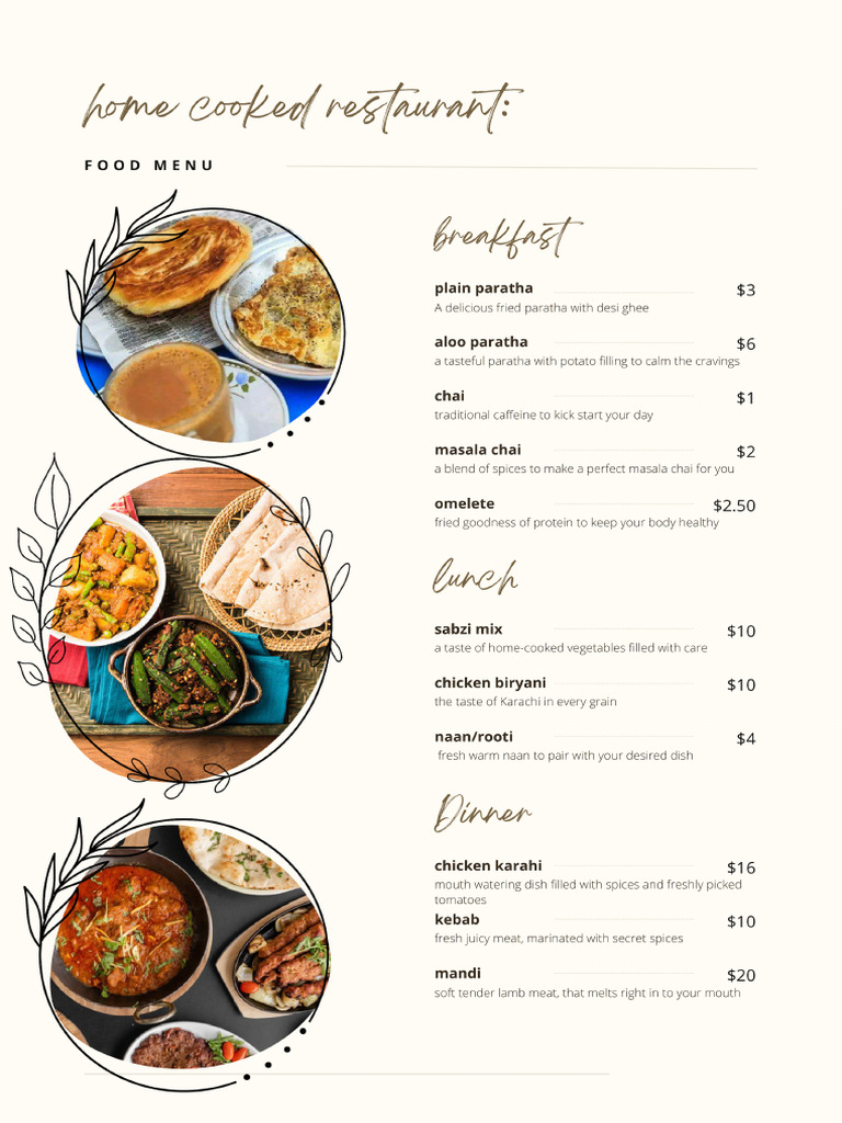 White Restaurant Food Menu Template | PDF