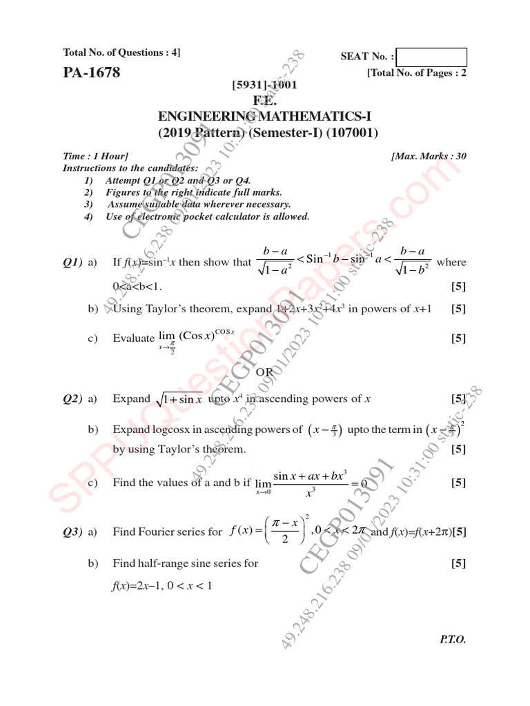 Be - First Year Fe Engineering - Semester 1 - 2022 - October ...