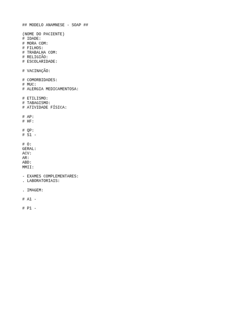 ## Modelo Anamnese - Soap ## | PDF