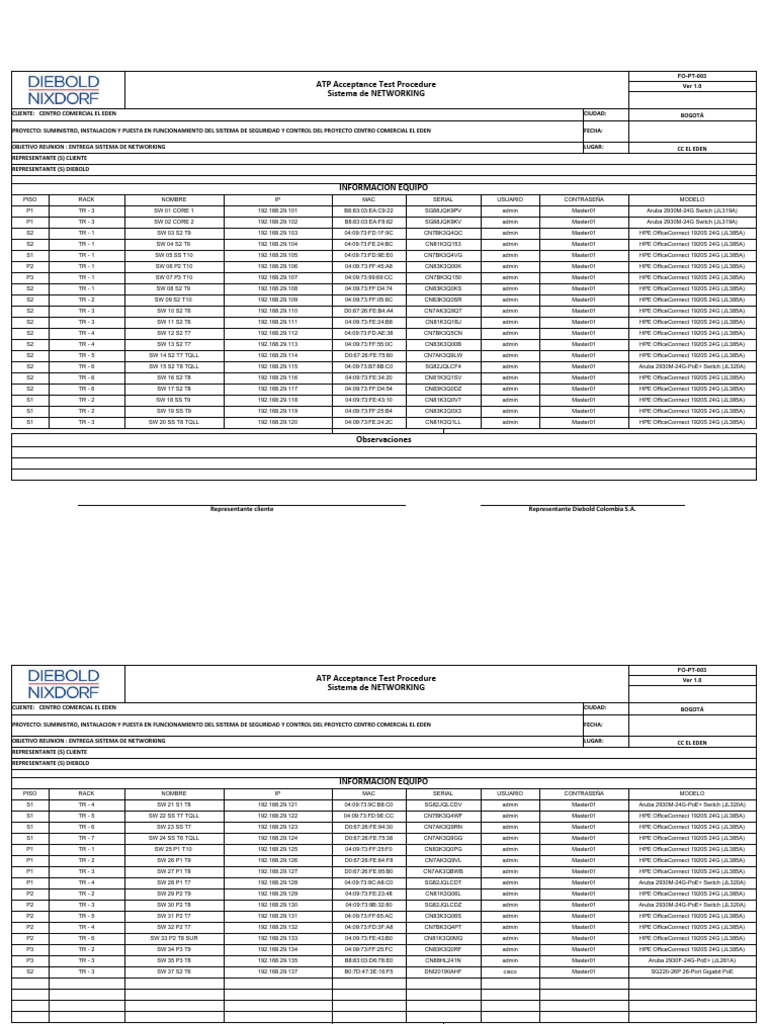 FO-PT-003 ATP Sistema NETWORKING | PDF | Computers