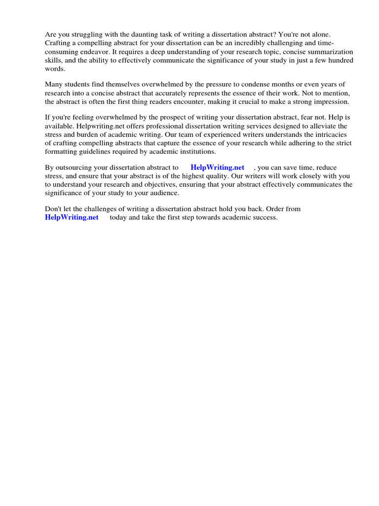 Abstract Dissertation Length | PDF | Thesis | Abstract (Summary)