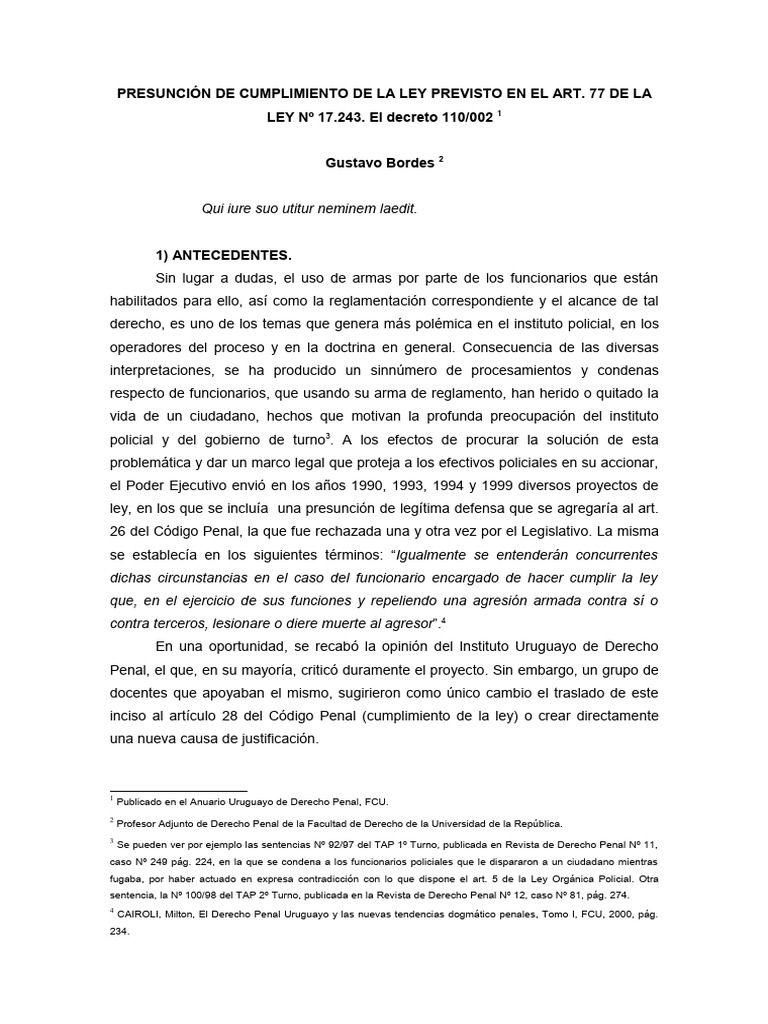 Análisis del art. 77 de la ley 17.243 | PDF