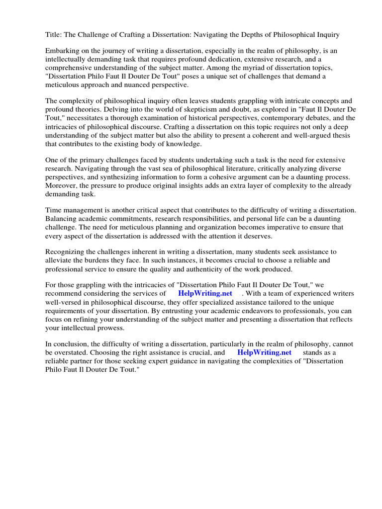 Crafting a Philosophy Dissertation | PDF | Thesis