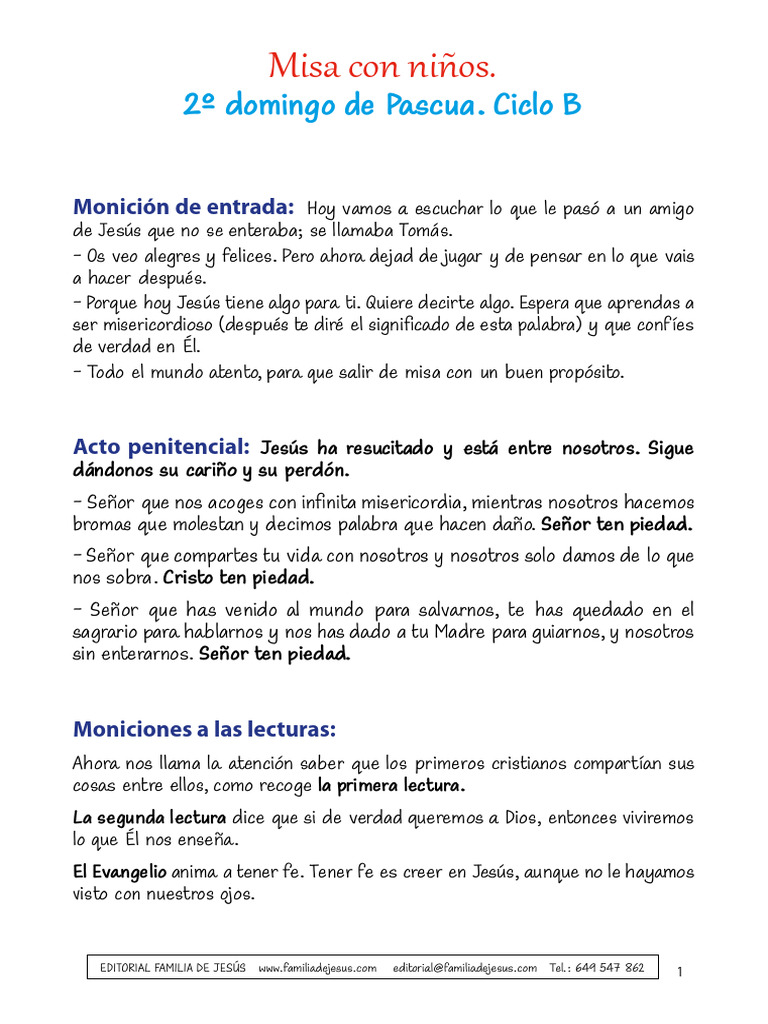 Oración y Lecturas del 2º Domingo de Pascua | PDF | Jesús | Oración