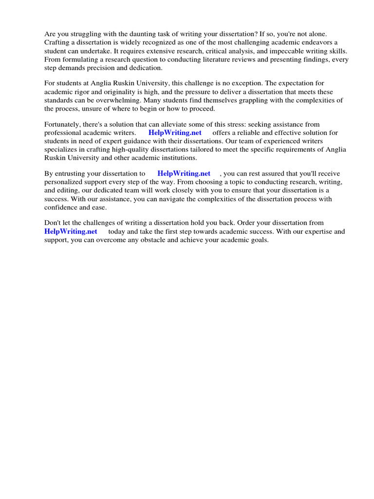 Anglia Ruskin Dissertation Sample | PDF | Thesis | Books