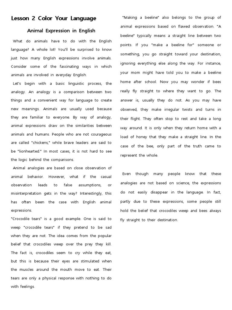 Animal Expressions in English Language | PDF | Crocodile | Sheep