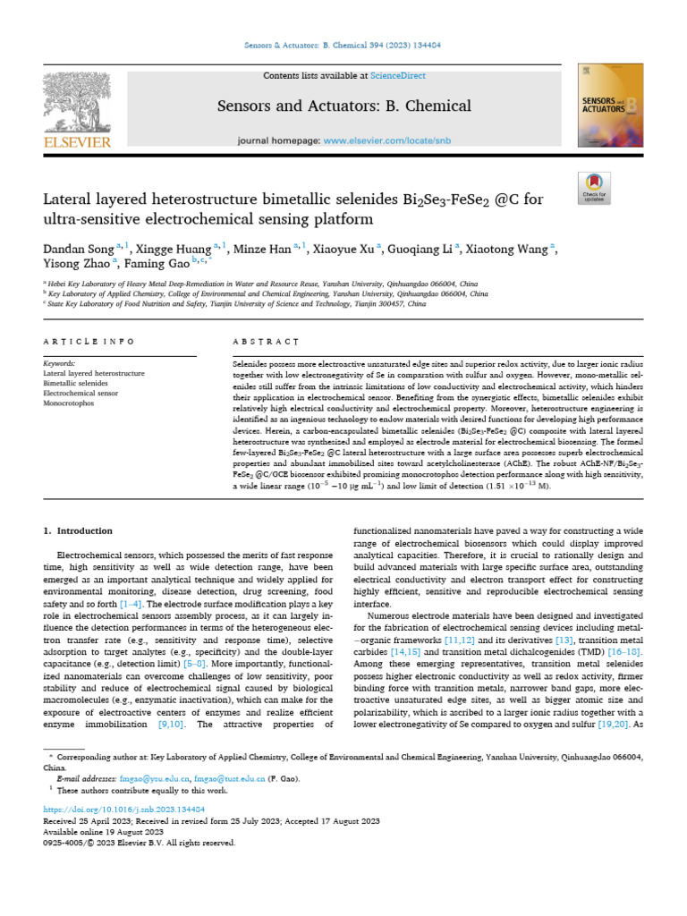 Lateral Layered Heterostructure Bimetallic Selenides Bi2se3 Fese2 C