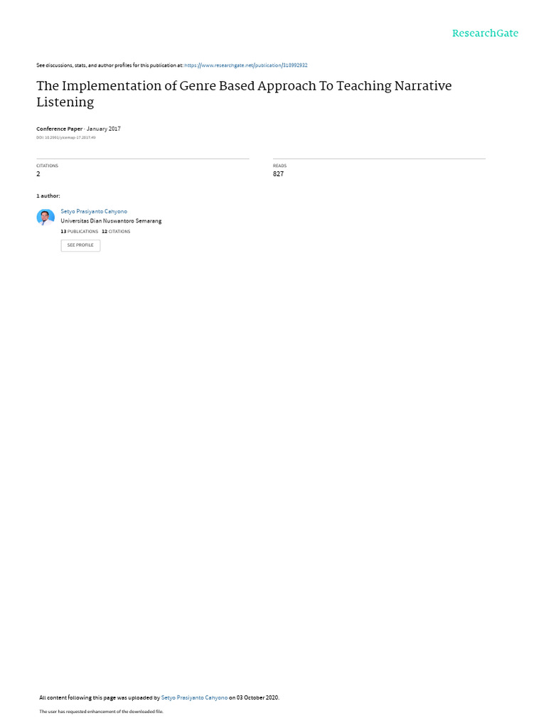 The Implementation of Genre Based Approach To Teac | PDF | Reading ...
