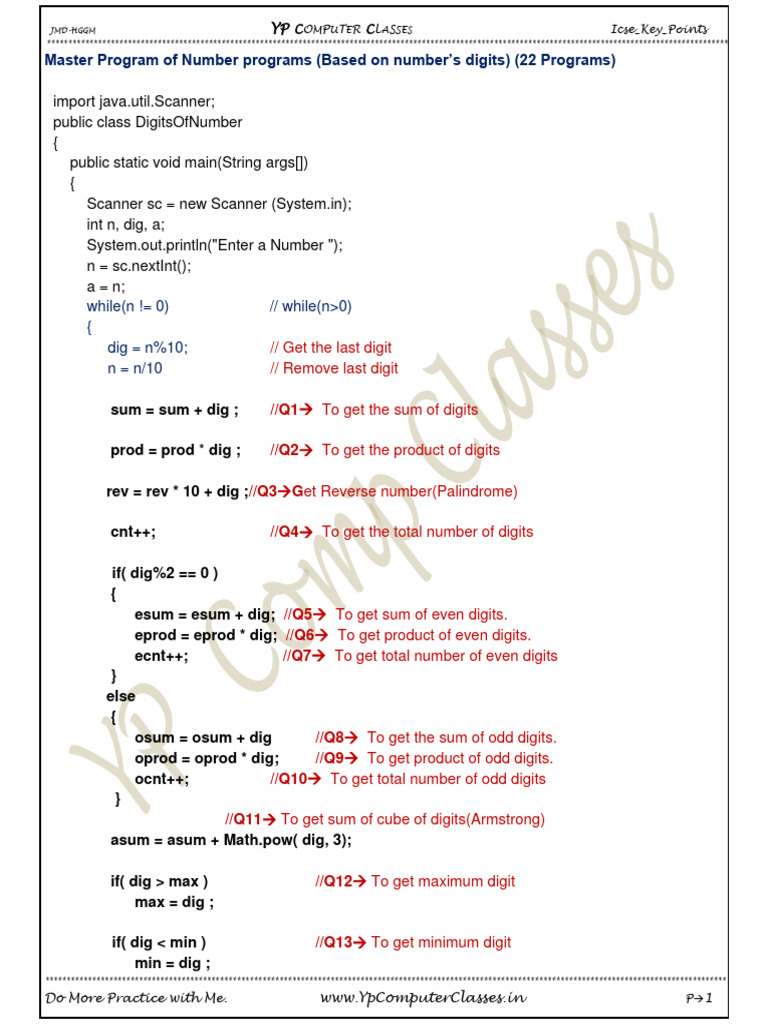 YP ICSE 10th Number Based Programs | PDF | Computer Science | Computer Programming