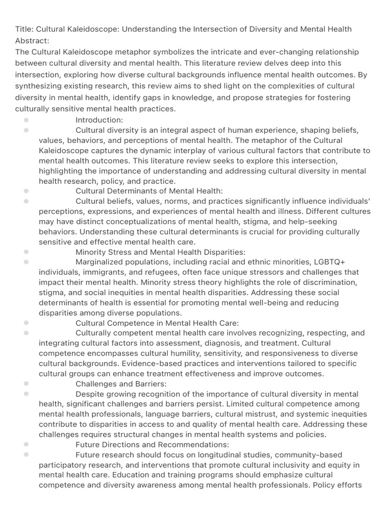 Title: Cultural Kaleidoscope: Understanding The Intersection of ...