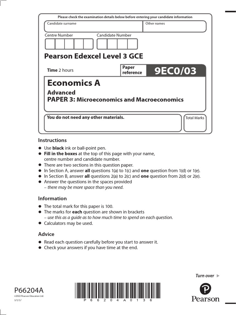 A Level Economics Paper 3 QP | PDF | Elasticity (Economics) | Employment