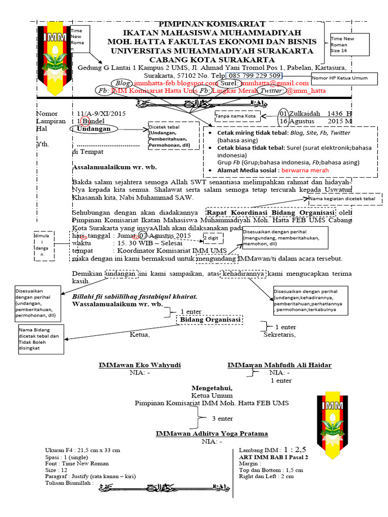 Undangan Rapat Koordinasi IMM UMS | PDF