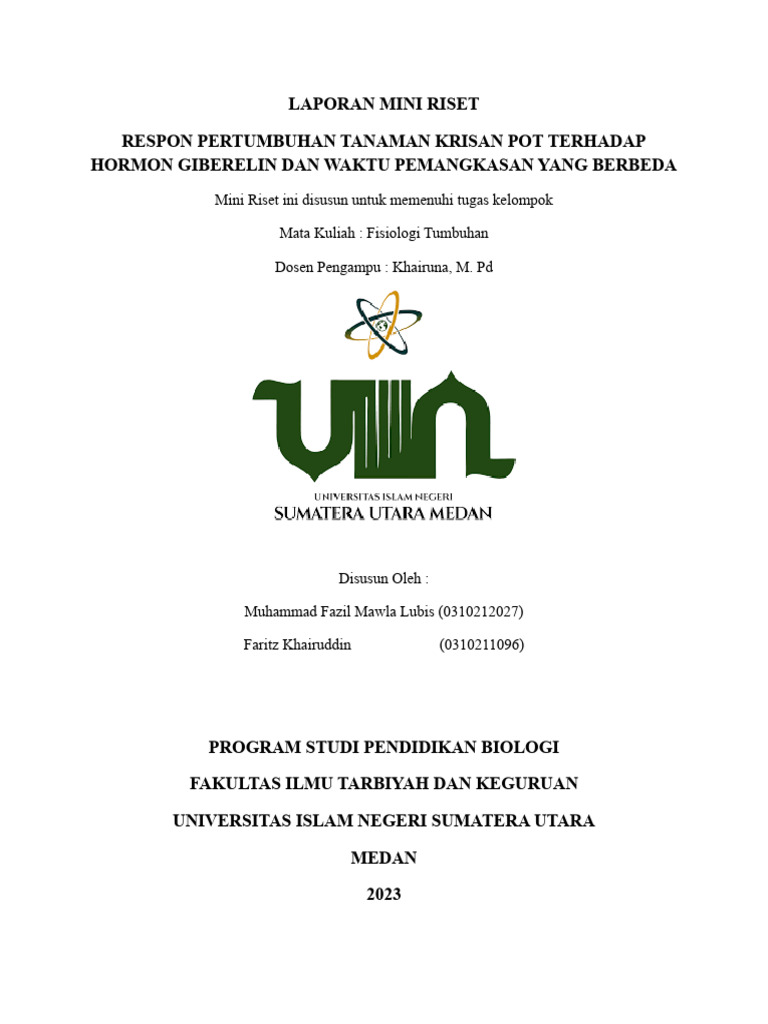 Laporan Mini Riset Fistum | PDF