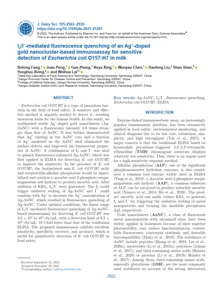 I2-I--mediated-fluorescence-quenching-of-an-Ag--doped-gold-na_2022_Journal-o | PDF