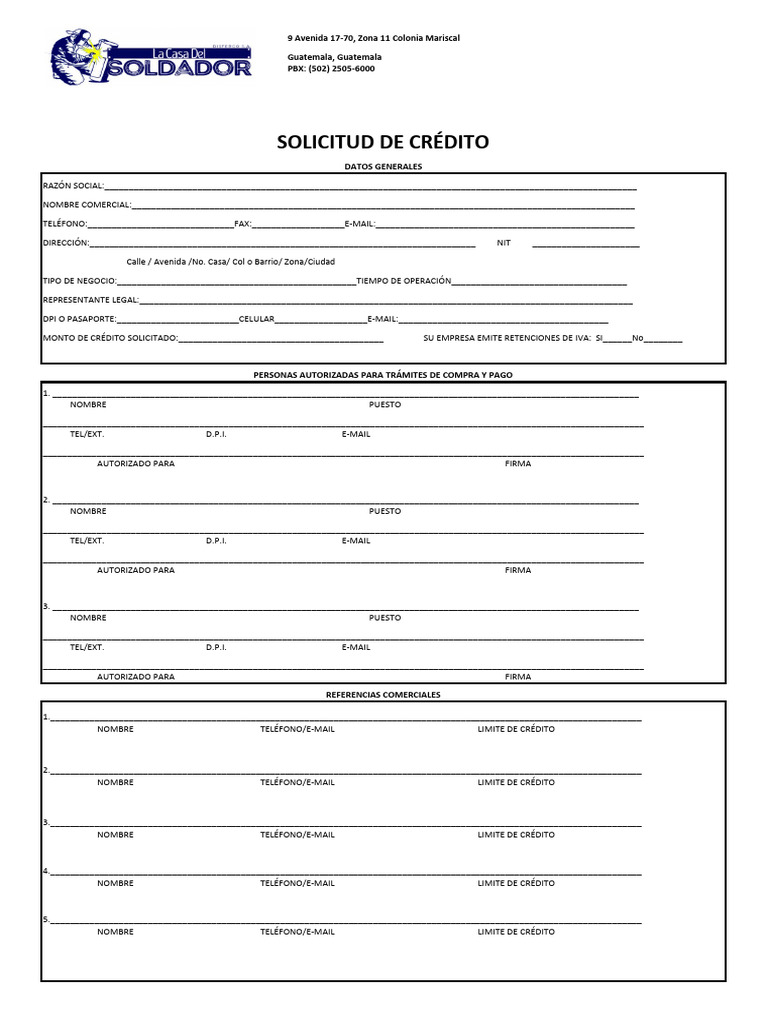 Solicitud de Crédito para Empresas | PDF