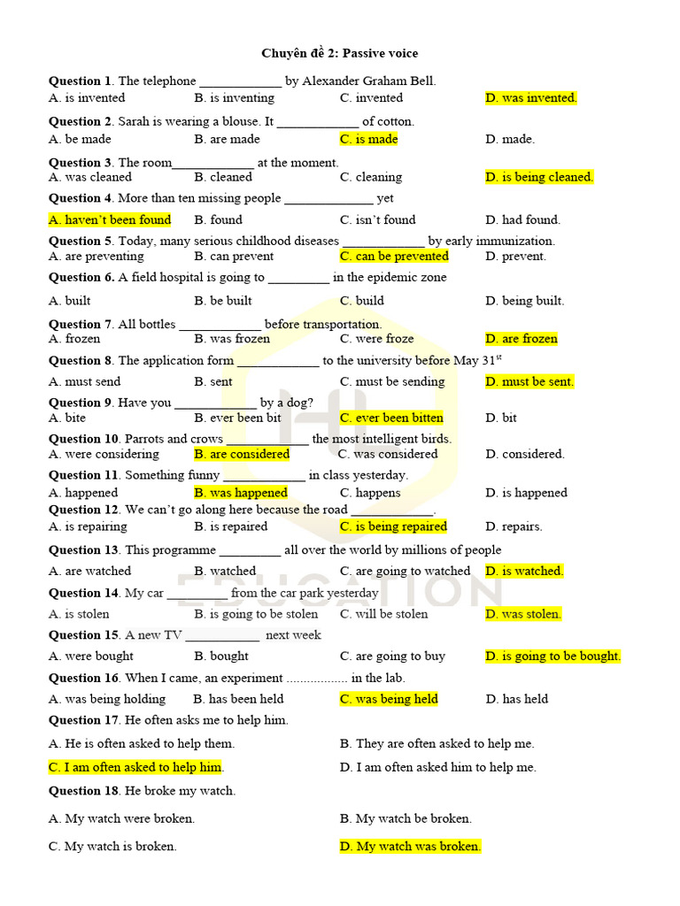 Passive Voice Practice Exercises | PDF | Social Science