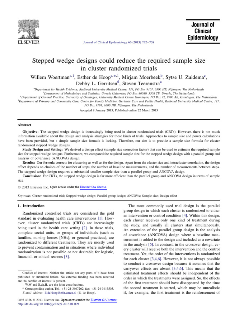 Stepped Wedge Designs Could Reduce The Required Sample Size in Cluster ...