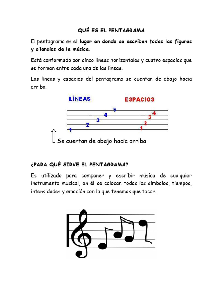 Qué es y para qué sirve el pentagrama | PDF