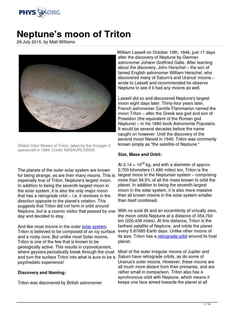 2015 07 Neptune Moon Triton | PDF | Neptune | Natural Satellite