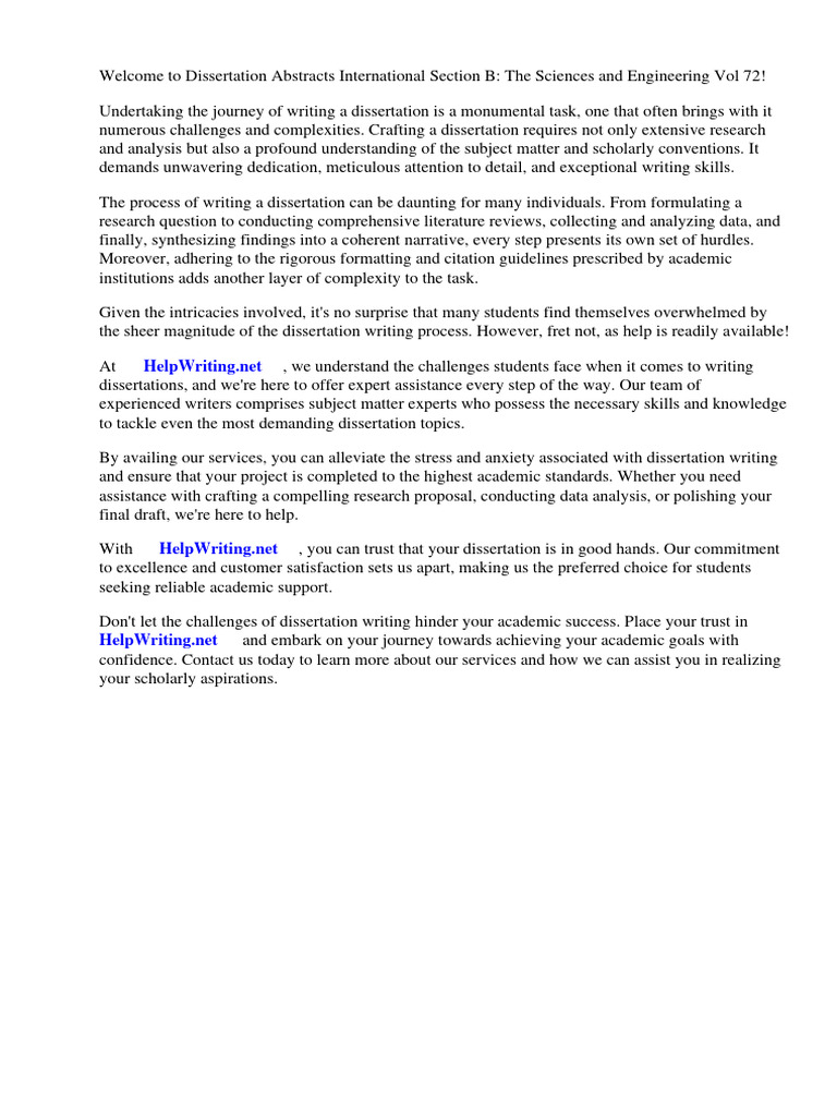 Dissertation Abstracts International Section B The Sciences and ...