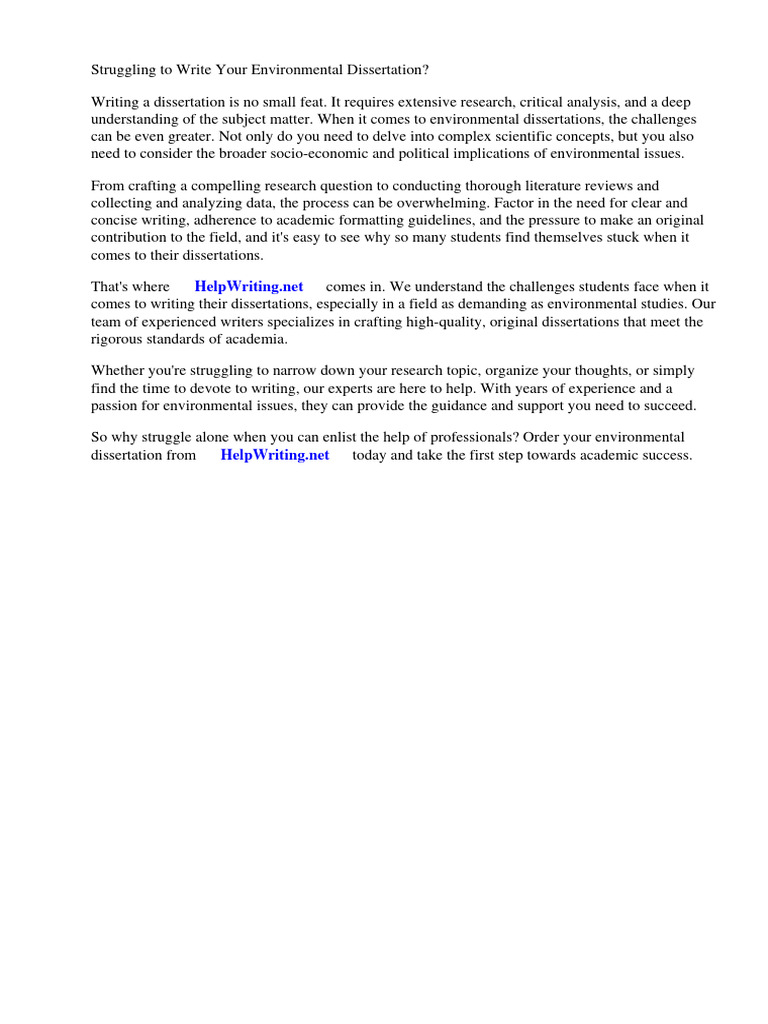 Environmental Dissertation Ideas | PDF | Sustainability | Climate Change