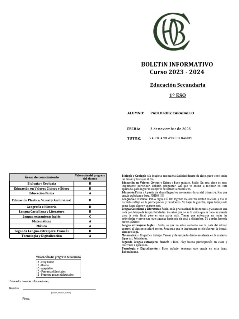 2 Bolet N CHB Informativo Secundaria 2020 2021 20231103 084742 | PDF