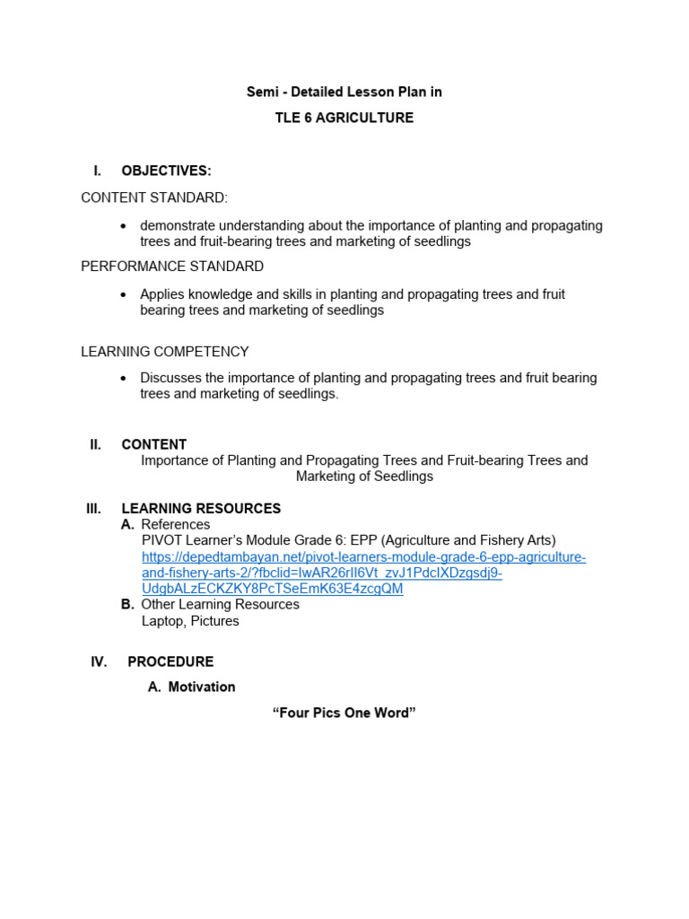 Tree Propagation and Marketing Lesson Plan | PDF | Trees | Plants