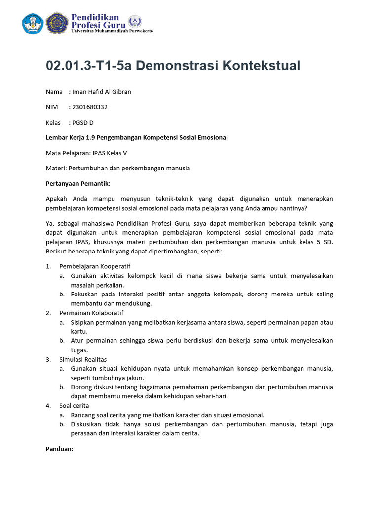 02.01.3-T1-5a Demonstrasi Kontekstual | PDF | Karier & Perkembangan | Seni