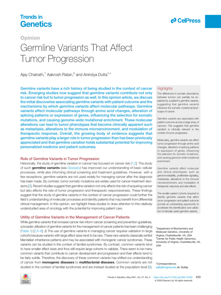 Germline-Variants-That-Affect-Tumor-Progression_20 | PDF | Mutation | Cancer