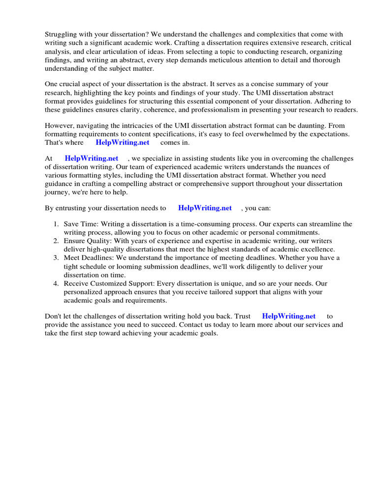 Umi Dissertation Abstract Format Pdf Thesis Abstract Summary