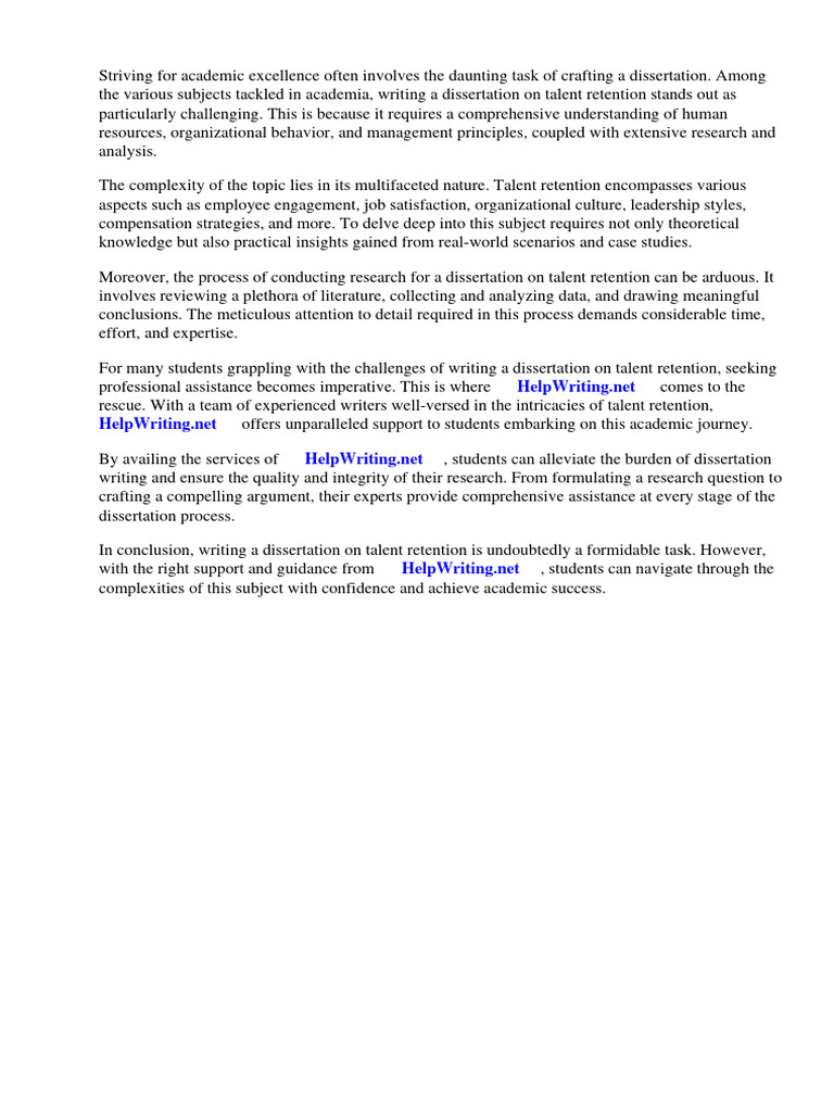 Dissertation Help for Talent Retention | PDF | Employee Retention ...