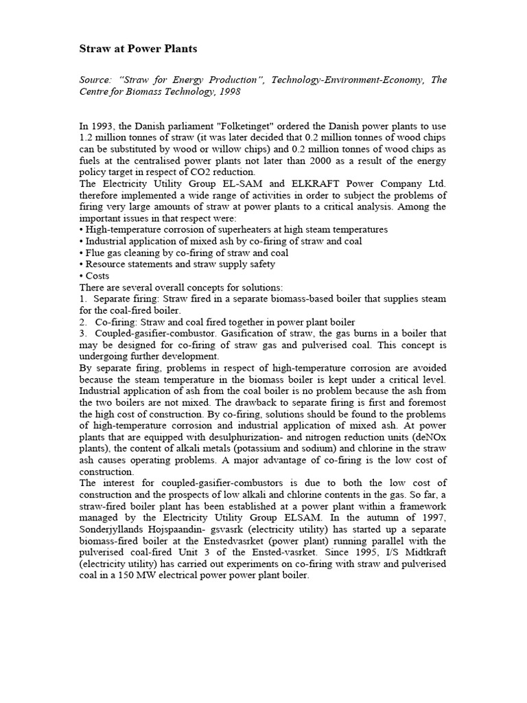 straw at power plants | PDF
