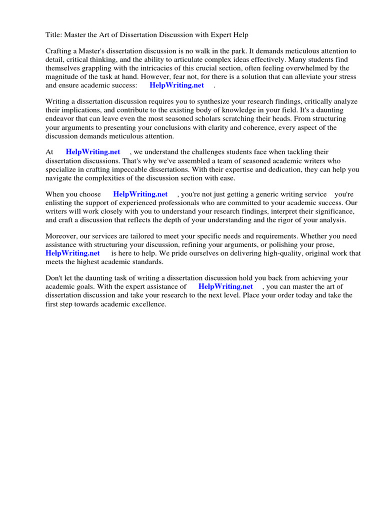 How To Write A Masters Dissertation Discussion | PDF | Thesis | Methodology